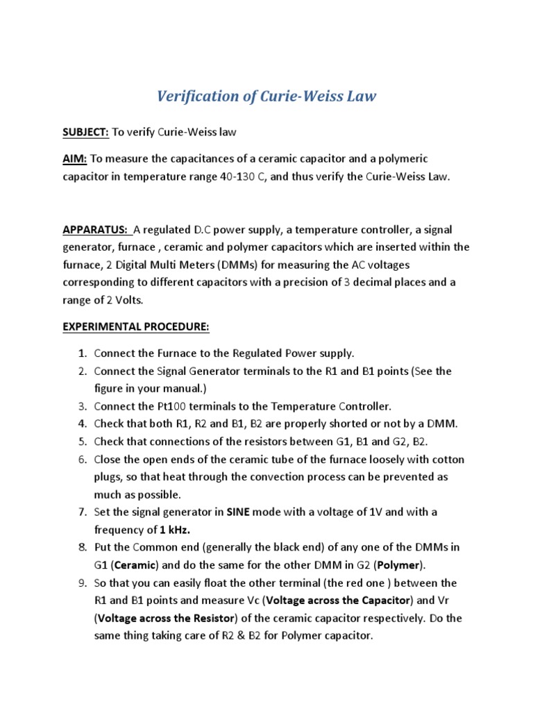 Curie-Weiss Law - II | PDF | Capacitor | Power Supply