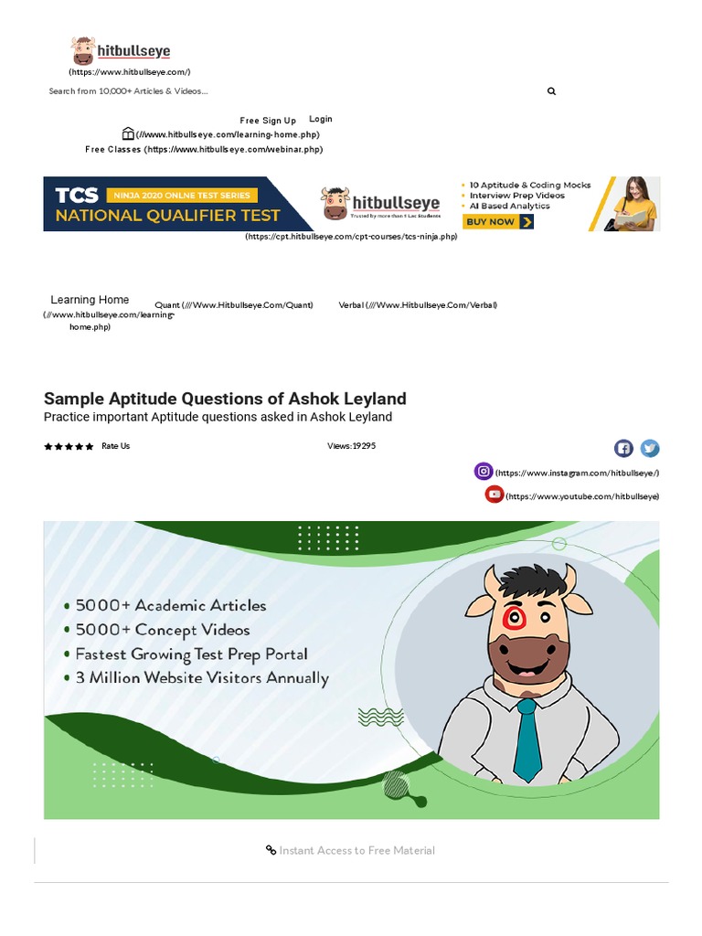 Ashok Leyland Aptitude Questions - Aptitude Test For Ashok Leyland ...