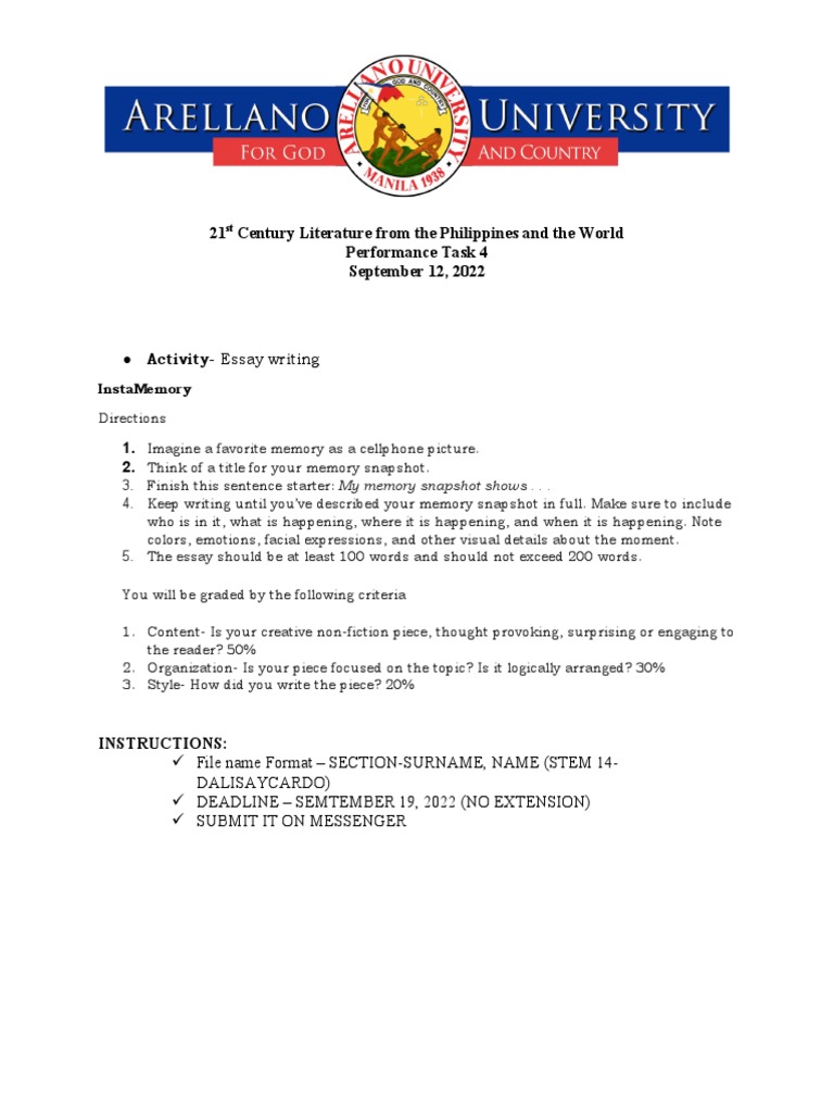 PERFORMANCE TASK 4 21st Century Literature | PDF