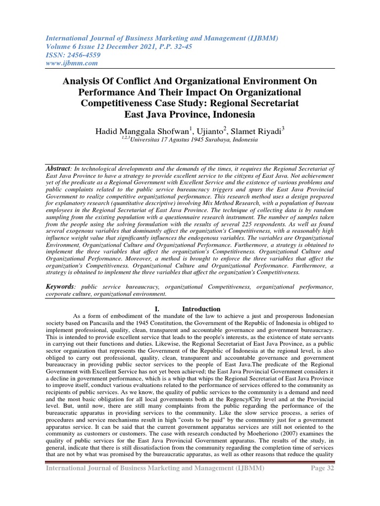 Analysis of Conflict and Organizational Environment On Performance and ...