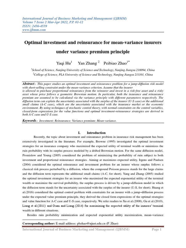 Optimal Investment and Reinsurance For Mean-Variance Insurers Under ...