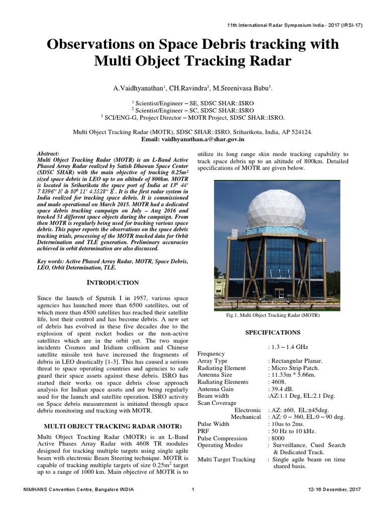 Observations On Space Debris Tracking With Multi Object Tracking Radar