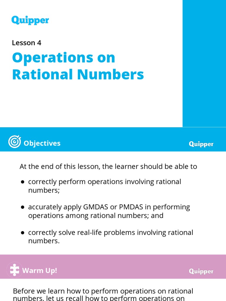 Operations On Rational Numbers | PDF | Division (Mathematics) | Multiplication