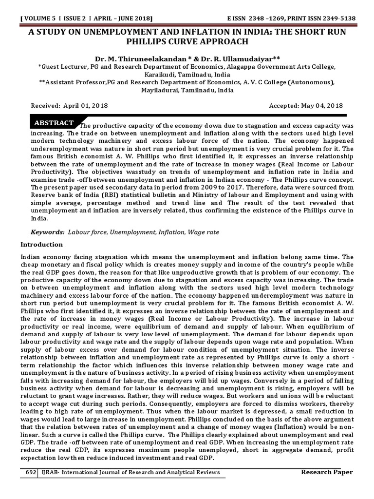 Ijrar - Issue - 871 Research Paper | PDF | Phillips Curve | Unemployment Ijrar - Issue - 871 Research Paper | PDF | Phillips Curve | Unemployment