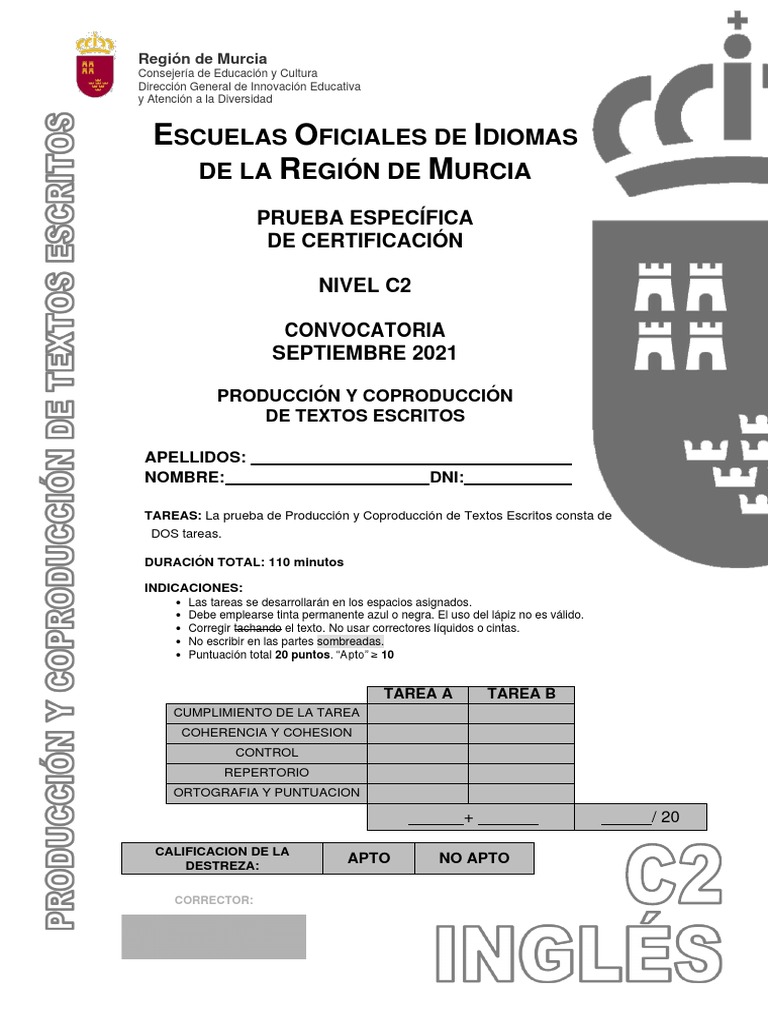 Inglés C2 Pcte Septiembre 2021 | PDF