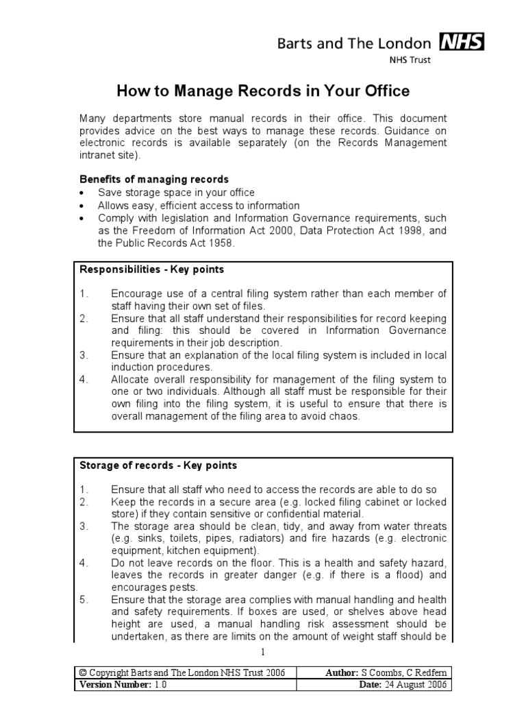 How To Manage Records in Your Office: Benefits of Managing Records ...