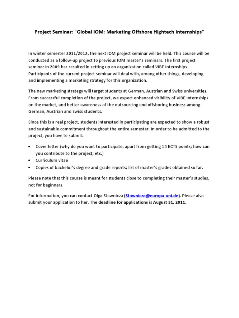 Project Seminar WS11 | PDF