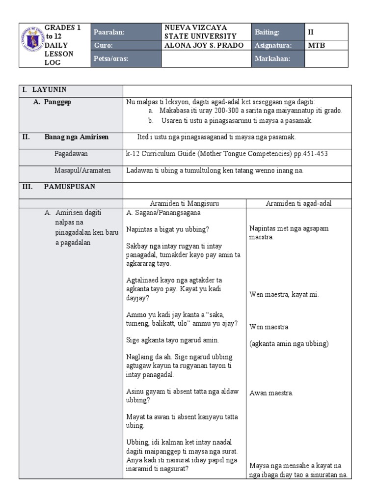 Lesson Plan Mother Tongue | PDF