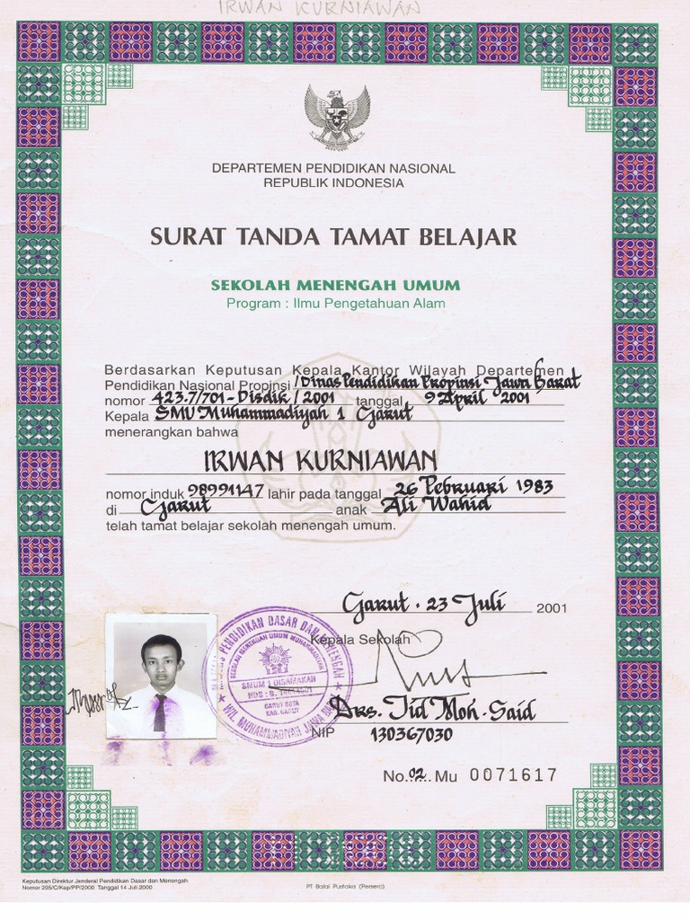 Ijazah SMA+Nem | PDF