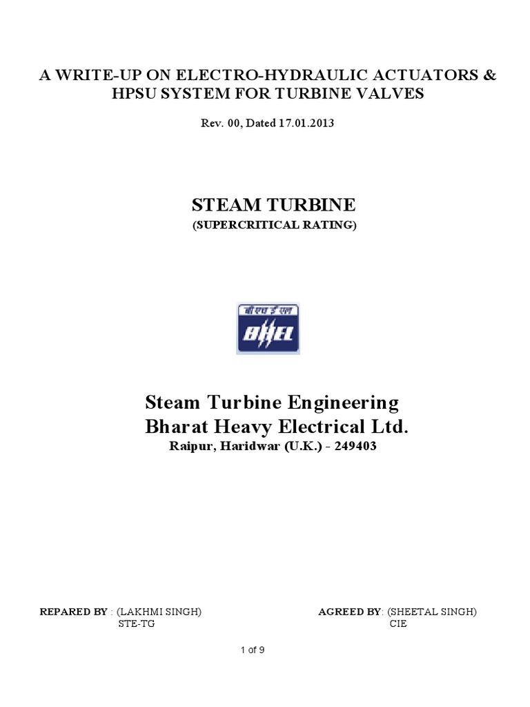 Write Up On EHA & HPSU System | PDF | Valve | Actuator