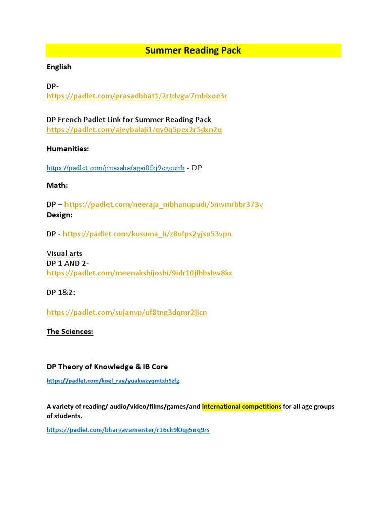 DP Home Learning Pack | PDF