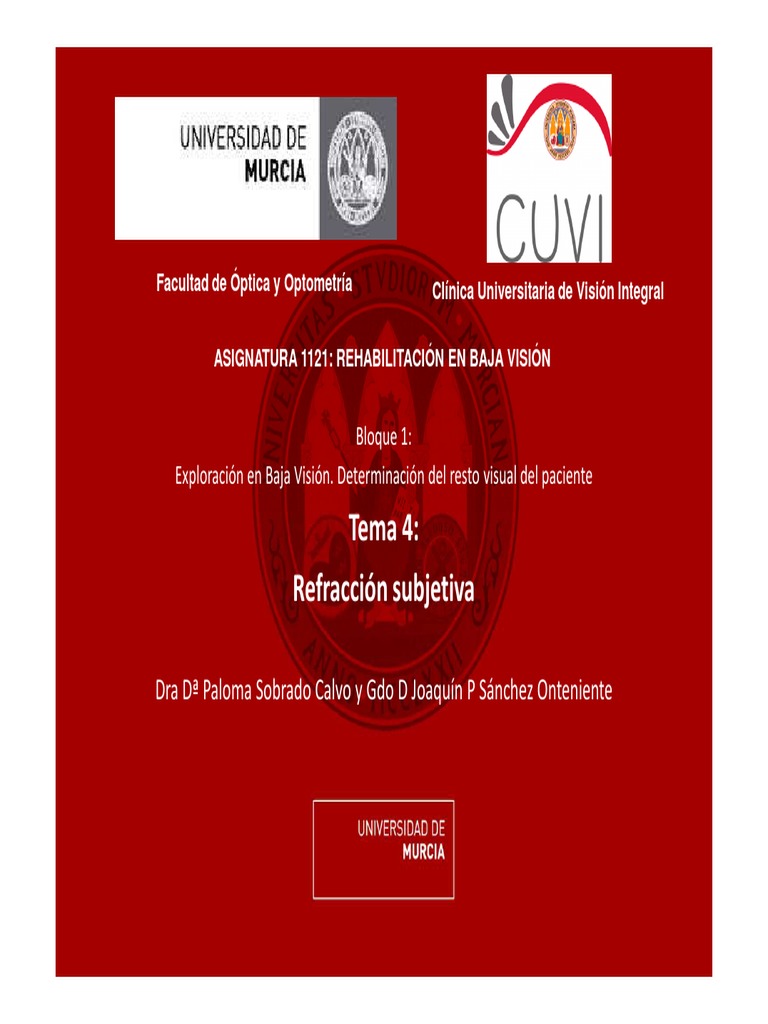 Refracción Subjetiva - Óptica | PDF | Percepción visual | Sentidos