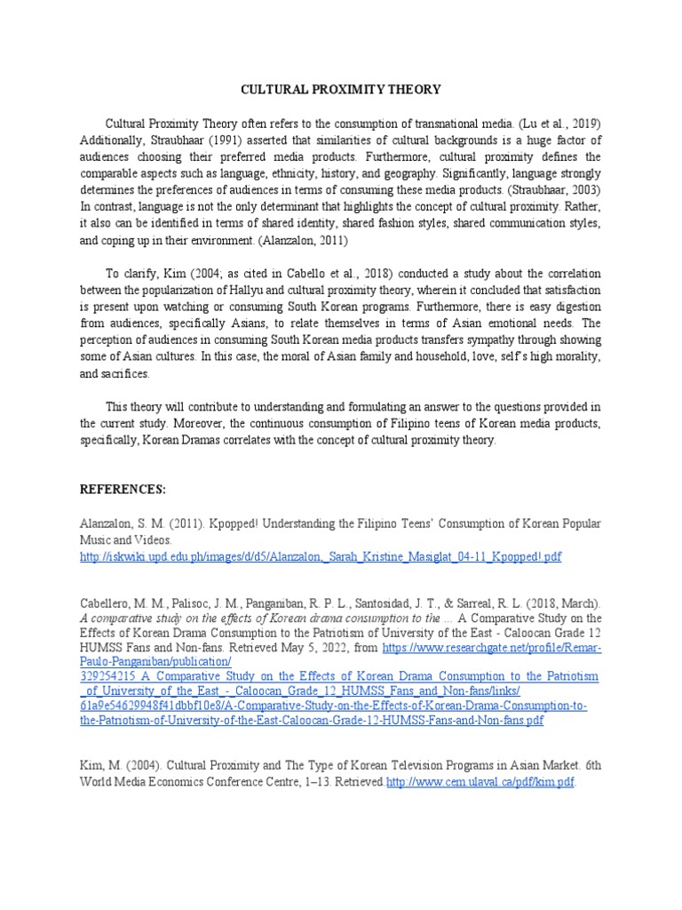 Understanding Cultural Proximity Theory | PDF | Adolescence ...