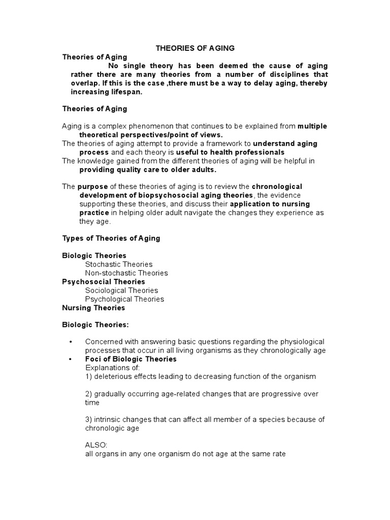 Theories of Aging | PDF | Ageing | Senescence