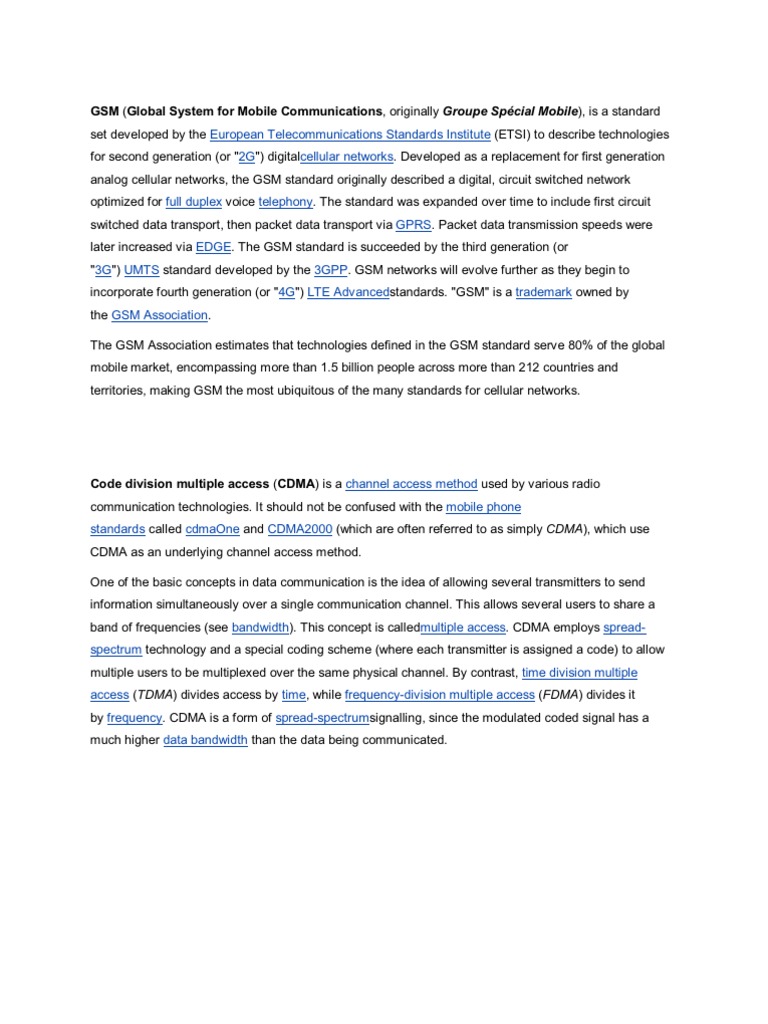 Code Division Multiple Access | PDF | Channel Access Method | Gsm