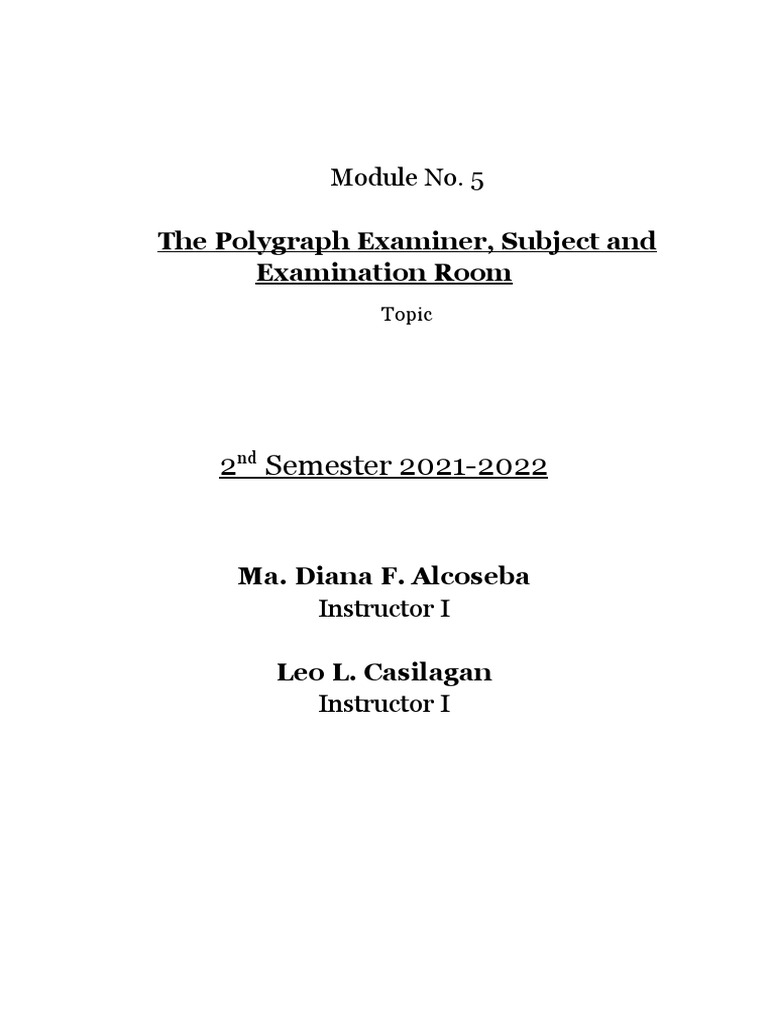Final Poly 5.the Polygraph Examiner Subject and Examination Room | PDF | Polygraph | Question