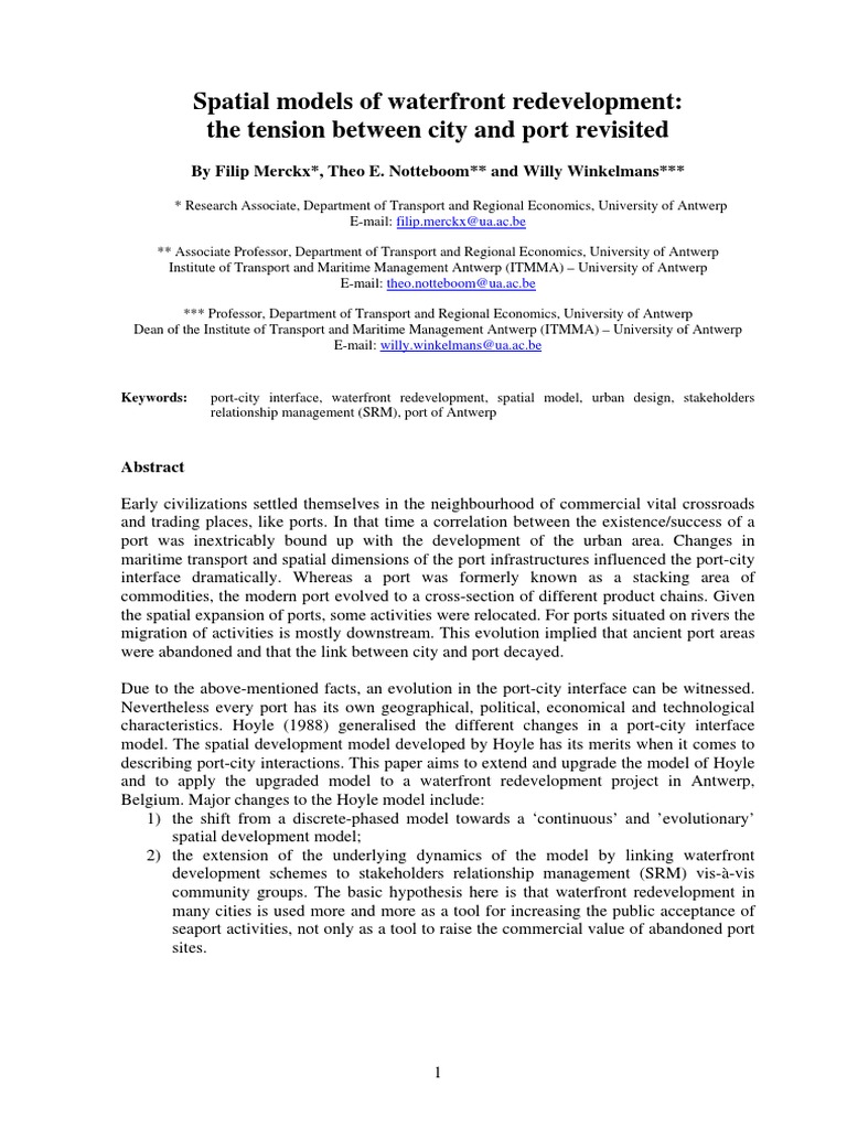 Spatial Models of Waterfront Redevelopme | PDF | Port | City