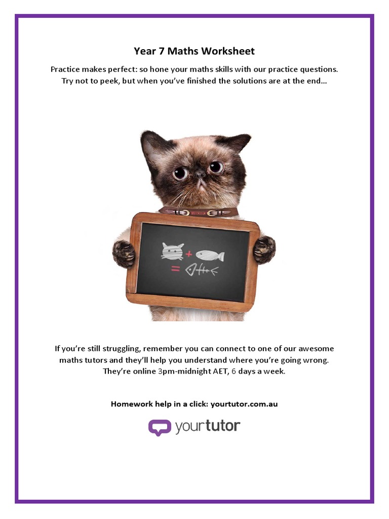 Year 7 Maths Practice Questions | PDF | Triangle | Area