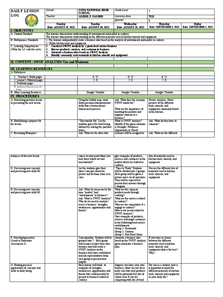 Analyzing Business Opportunities in Cookery: An Introduction to SWOT ...
