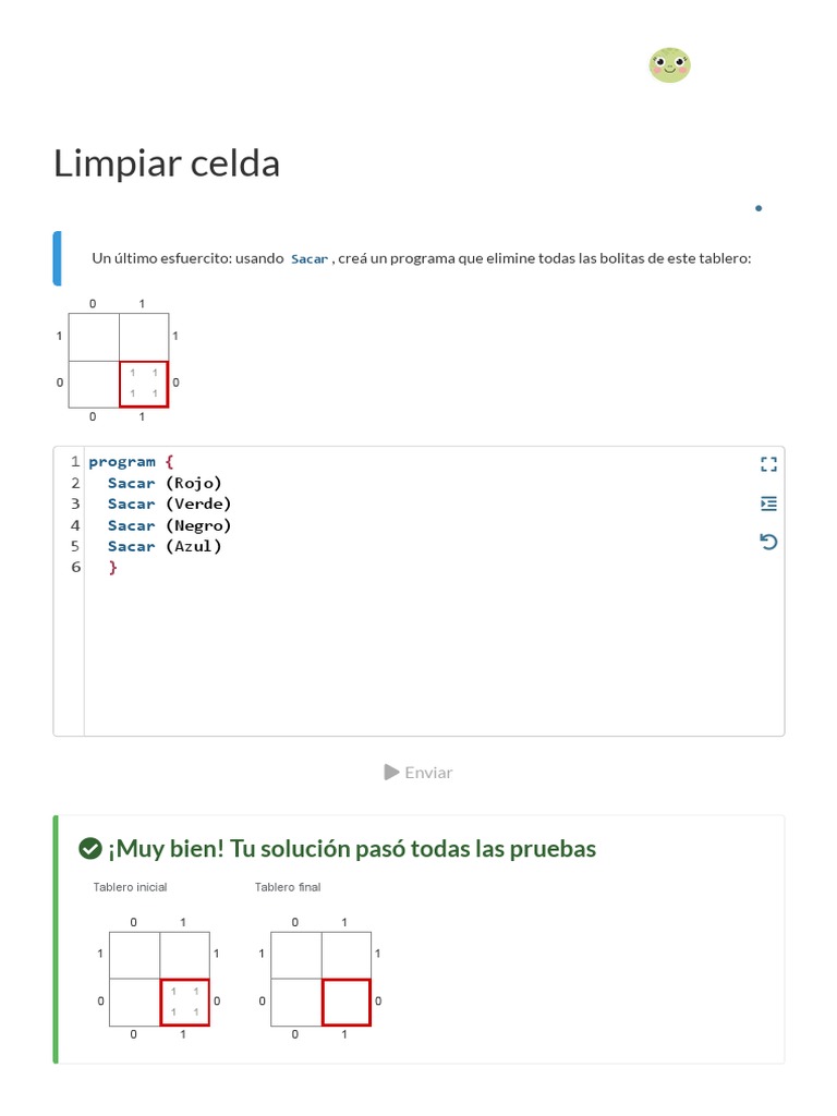 Fundamentos - Primeros Programas - Limpiar Celda - Sé Programar-Ejercicio 14 | PDF