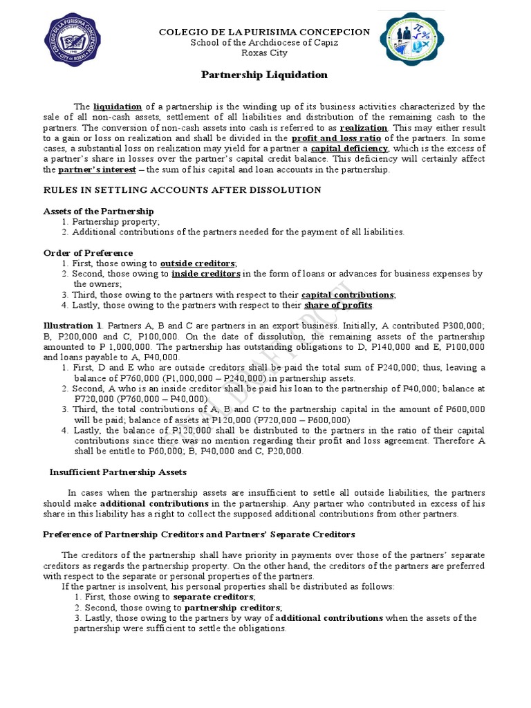 Partnership Liquidation Notes | Download Free PDF | Partnership ...