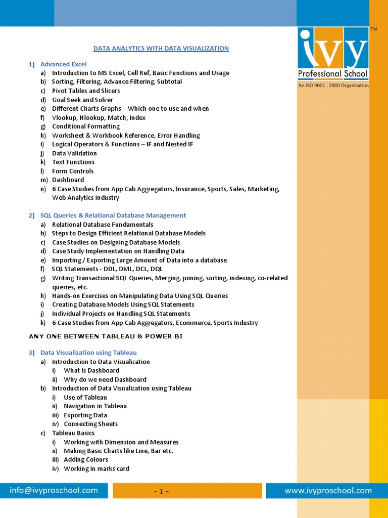 Ivy - Data Analytics and Data Visualization Certification Course | PDF | Regression Analysis ...