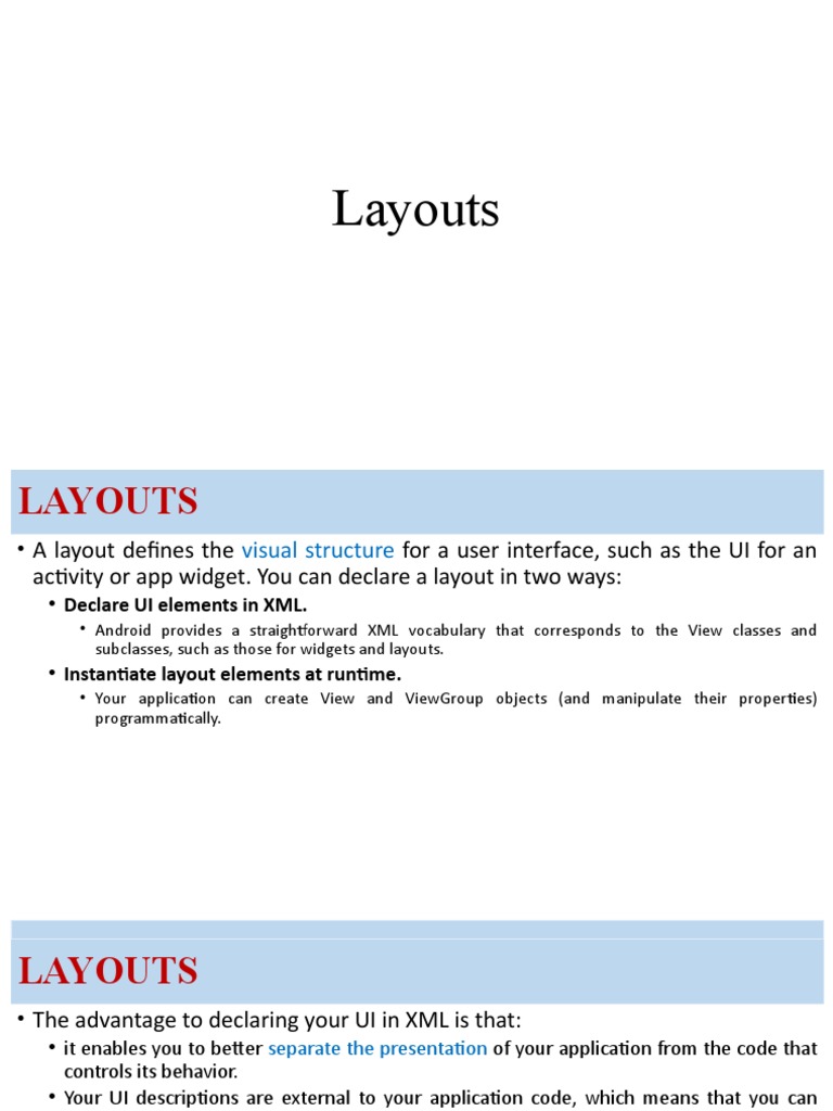 Understanding Android Layouts: A Guide to Declaring User Interfaces in XML | PDF | Class ...