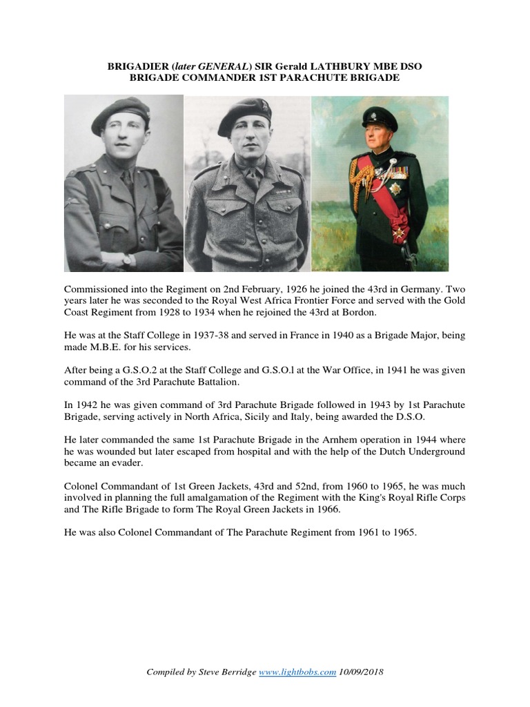 Arnhem-Brigadier Gerald Lathbury | PDF | Paratrooper | Conflicts
