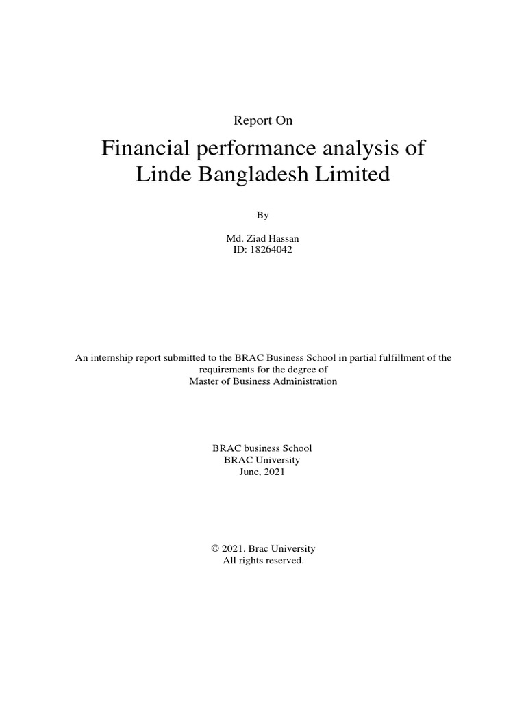 Financial Performance Analysis of Linde Bangladesh Limited: Report On | PDF