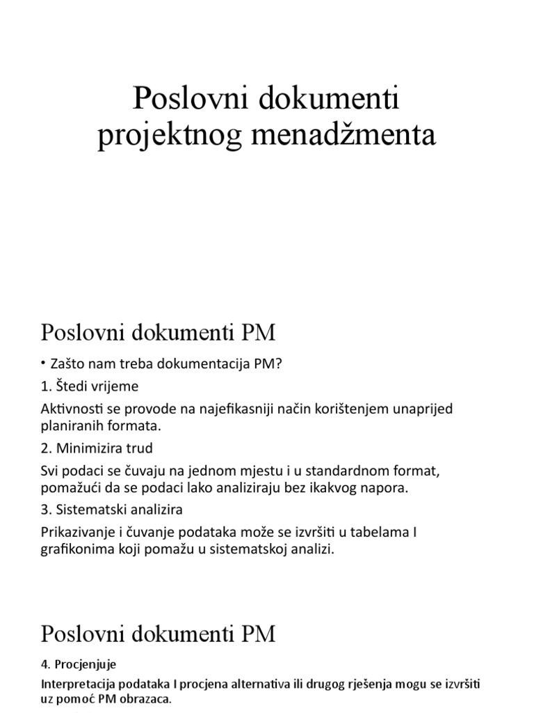 4 Poslovni Dokumenti - Projektna Povelja | PDF