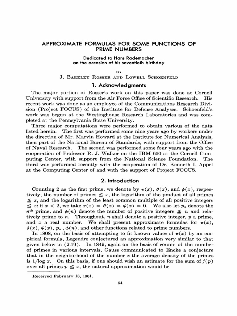 Approximate Formulas for Prime Functions | PDF