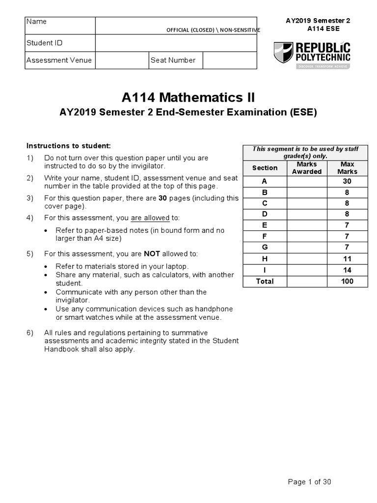 AY 2019 Sem 2 A114 ESE | PDF | Goodness Of Fit | Degrees Of Freedom (Statistics)