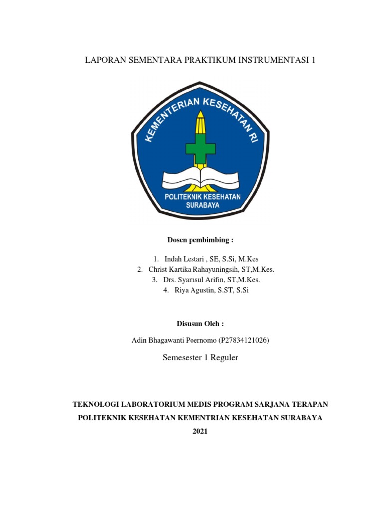 Laprak Instrumentasi - Adin Bhagawanti Poernomo - p27834121026 | PDF