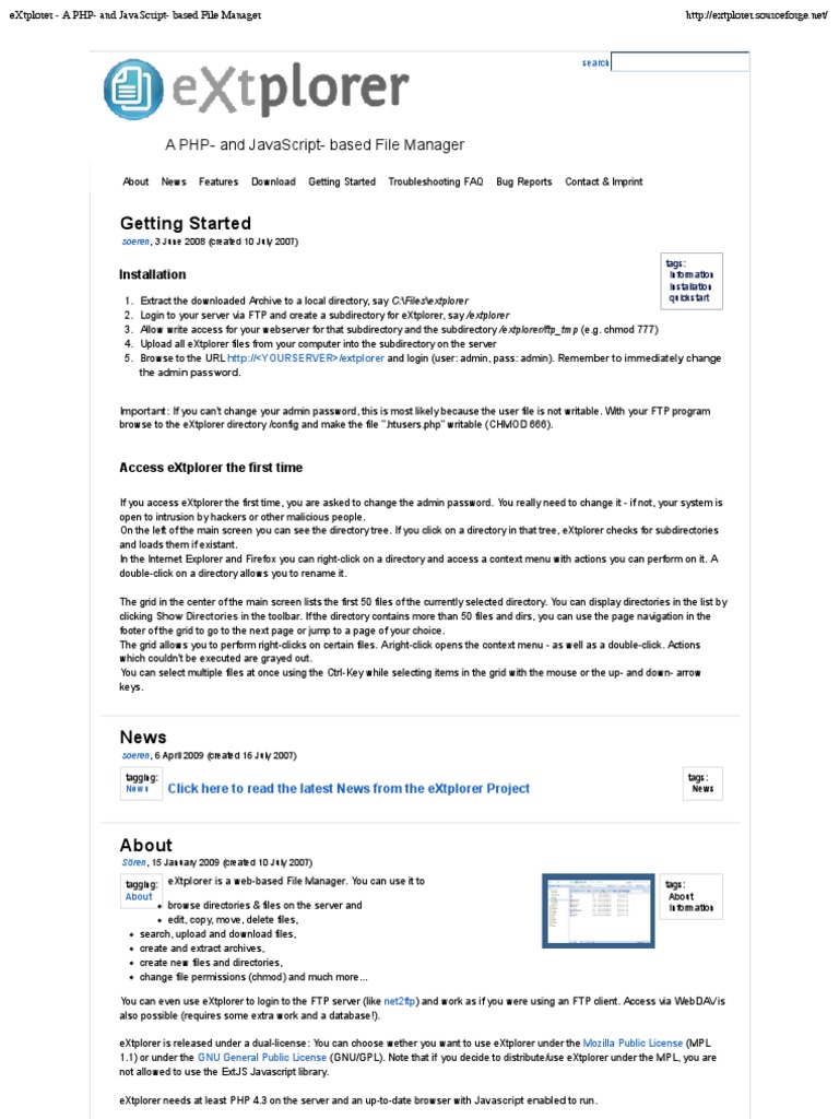Extplorer A Php And Javascript Based File Manager Pdf Computer File Directory
