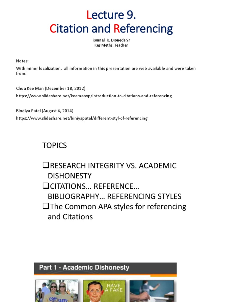 Lecture 8 Citation and Referencing | PDF | Citation | Cognitive Science