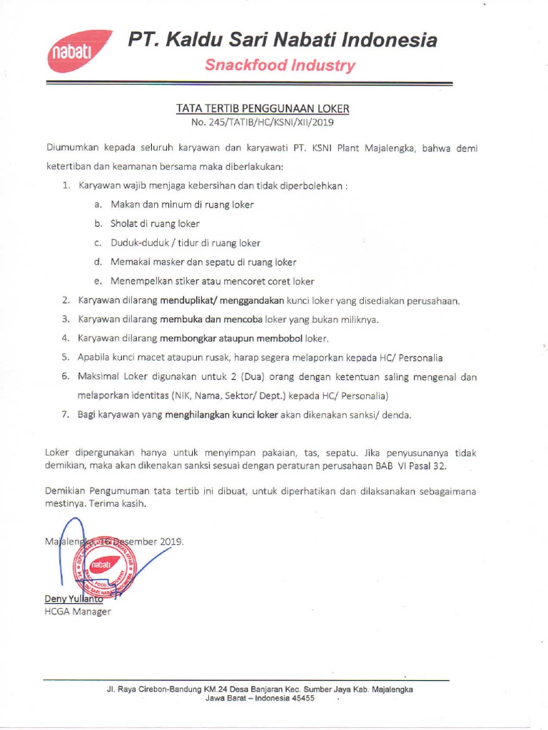 Tata Tertib Penggunaan Loker | PDF