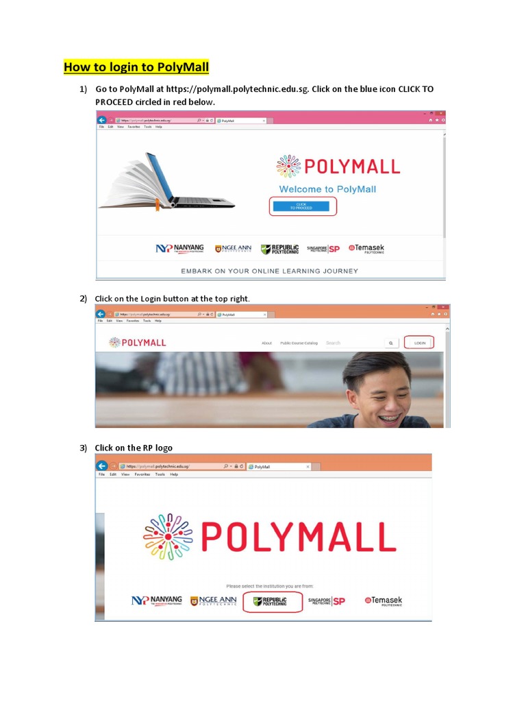 How to login to PolyMall | PDF | Internet Privacy | Internet Explorer
