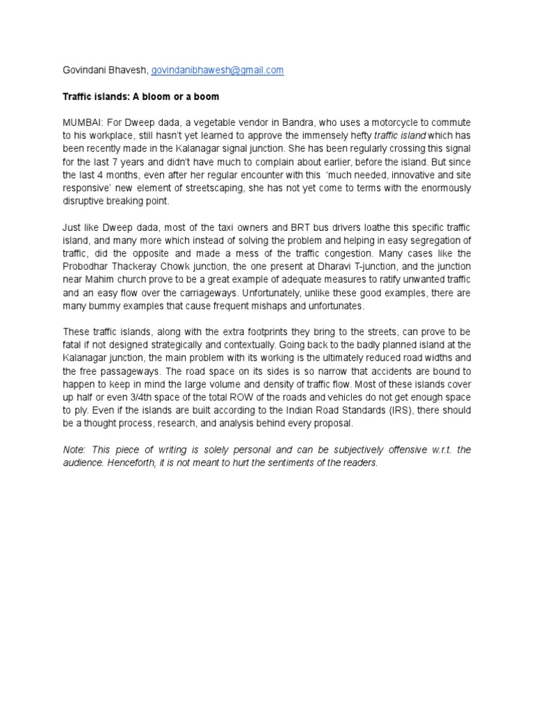 Traffic Islands | PDF