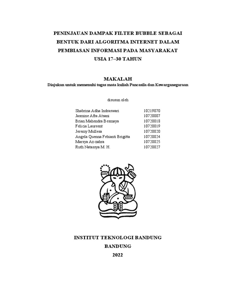 Peninjauan Dampak Filter Bubble Sebagai Bentuk Dari Algoritma Internet Dalam Pembiasan Informasi ...