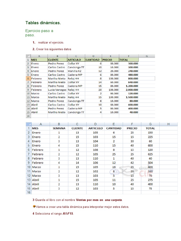 Ejercicio Paso A Paso Unidad 16 Tablas Dinamicas | PDF