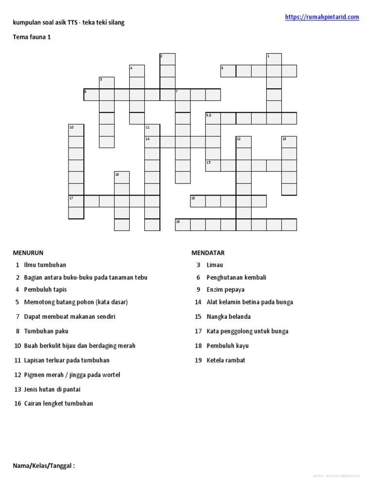 TTS Fauna: Soal & Jawaban PDF Gratis | PDF