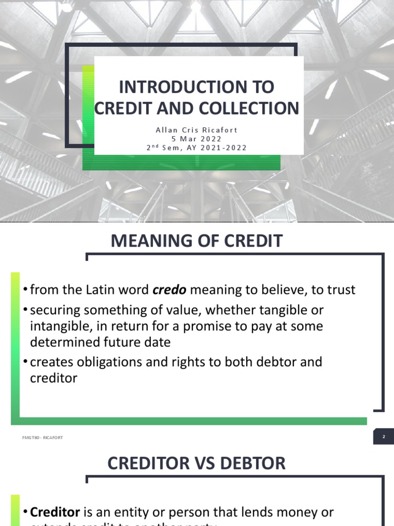Module 1 - Introduction to Credit and Collection | PDF | Credit ...
