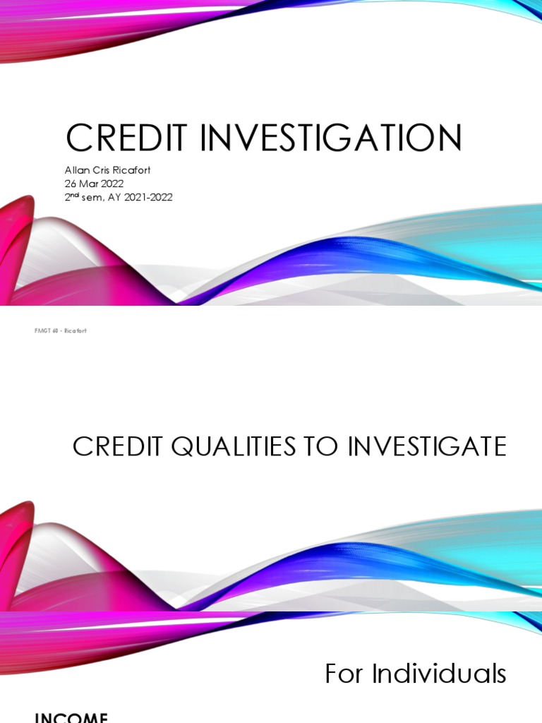 Credit Investigation Process Overview | PDF | Credit | Finance & Money ...
