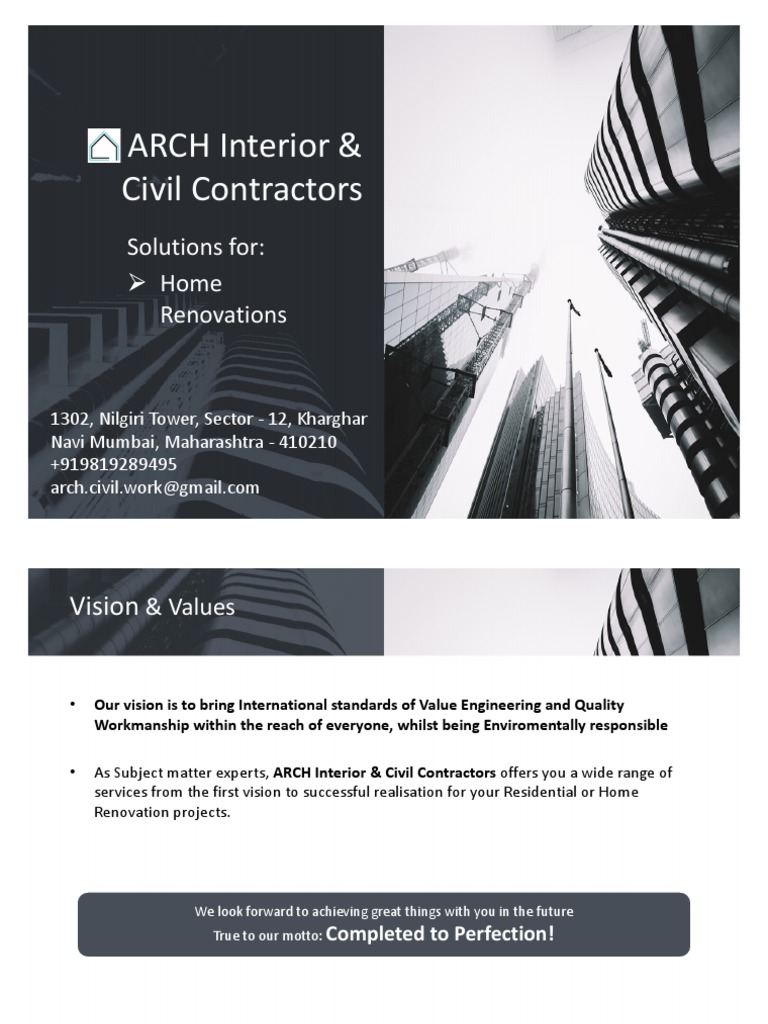 Arch Interior & Civil Contractors | PDF | Drywall | Architectural Design