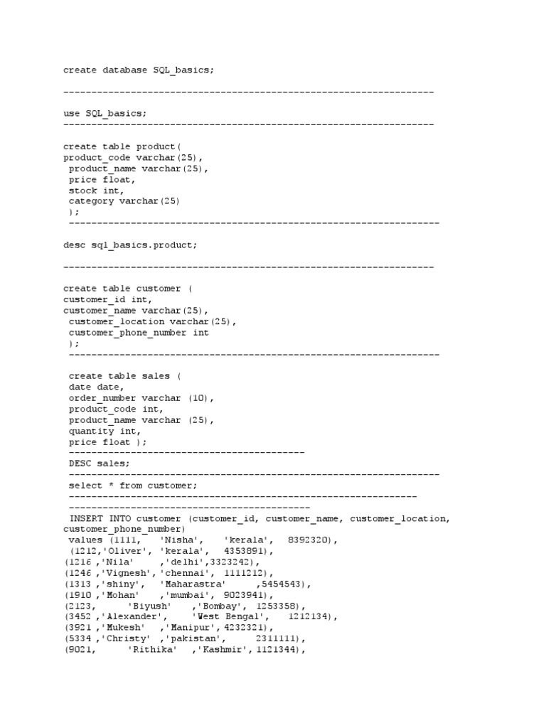 SQL Database for Perfume Products | PDF