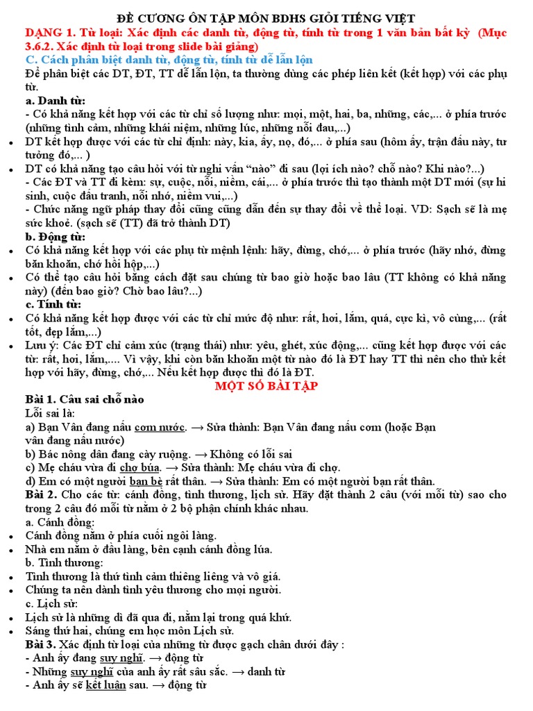 ĐỀ CƯƠNG BD HSG TIẾNG VIỆT CÔ HOÀI mới | PDF