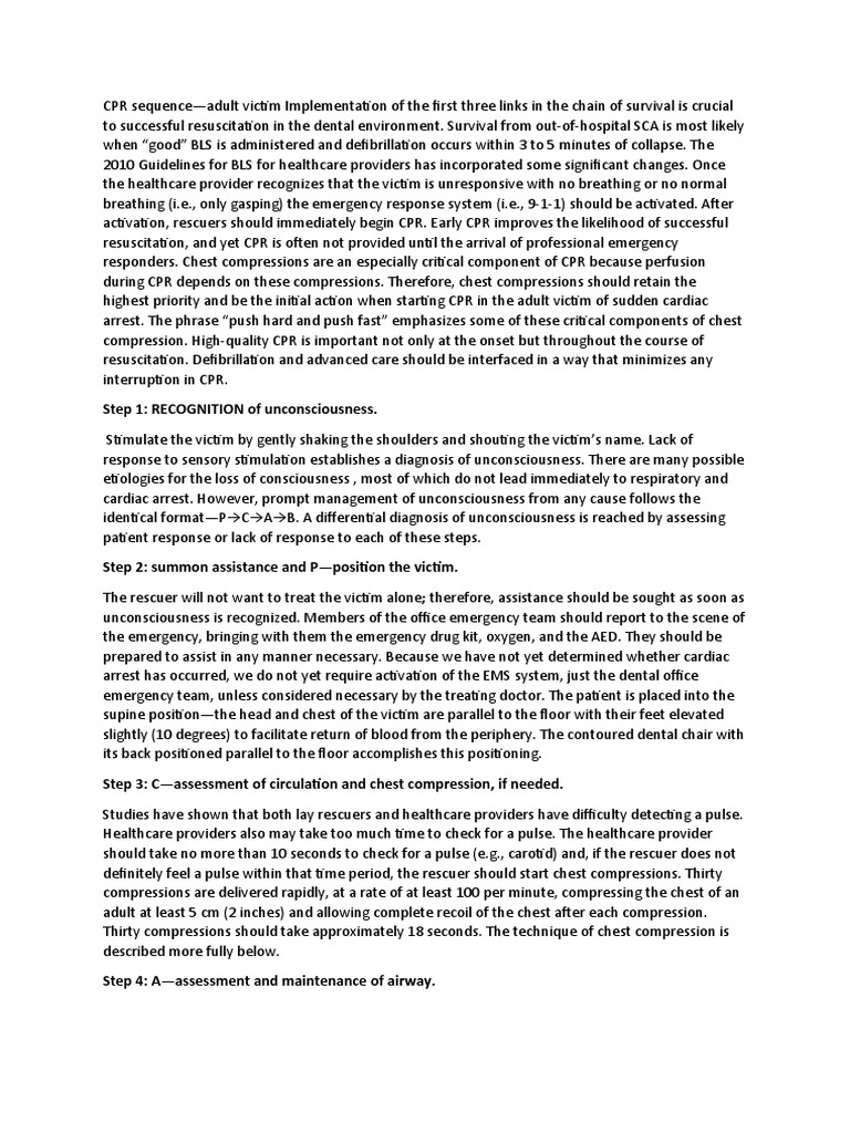 CPR Sequence | PDF | Cardiopulmonary Resuscitation | Cardiac Arrest