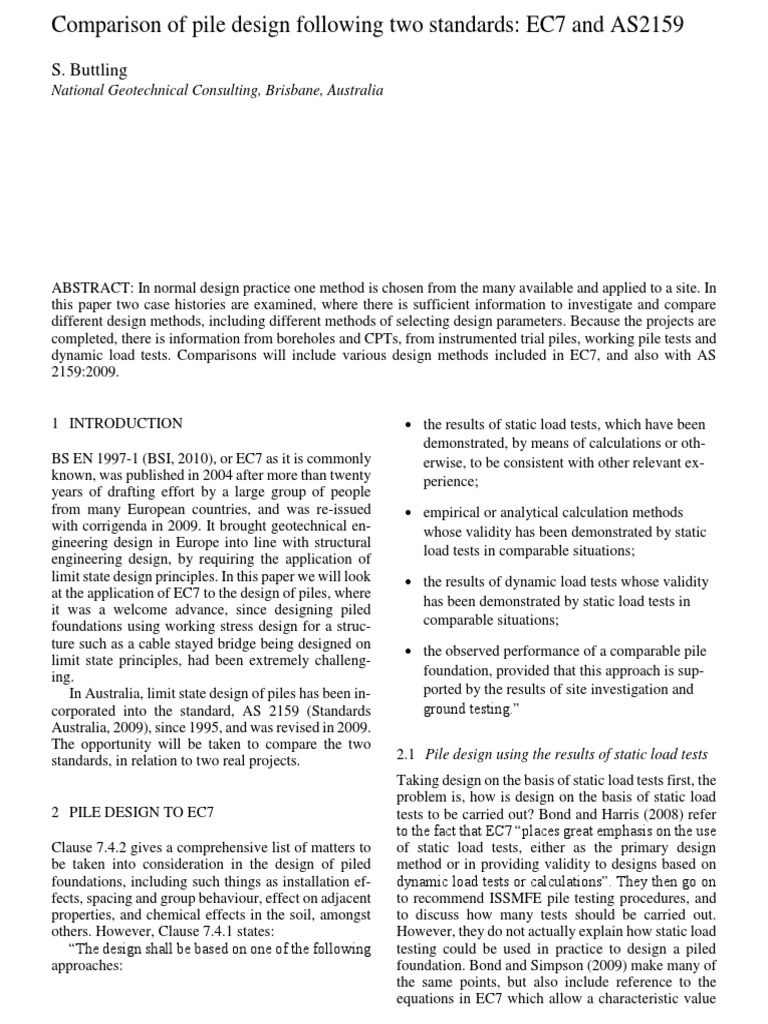 Buttling, S (2016) - Comparison of Pile Design Following Two Standards EC7 and AS2159 | PDF ...