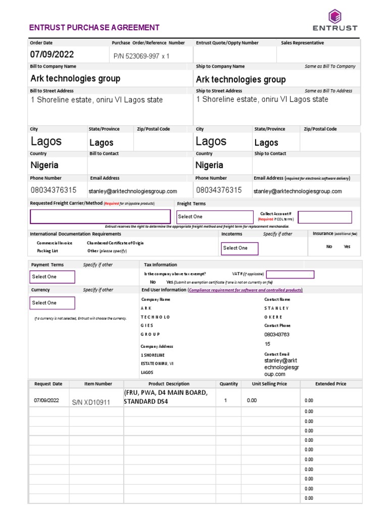 Entrust Order Form | PDF | Zip Code | Business
