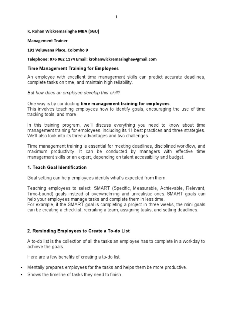 Time Management Training For Employees | PDF | Time Management ...
